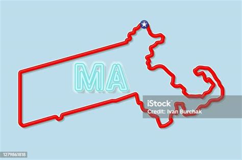 マサチューセッツ州米国の州太字のアウトラインマップベクトルの図 からっぽのベクターアート素材や画像を多数ご用意 からっぽ やわらか