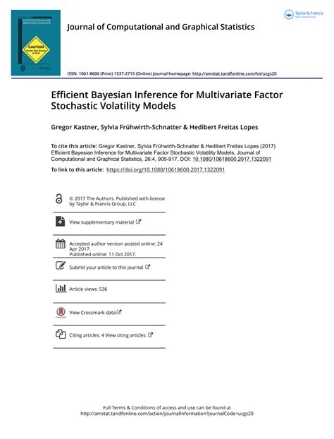 PDF Efficient Bayesian Inference For Multivariate Factor Stochastic