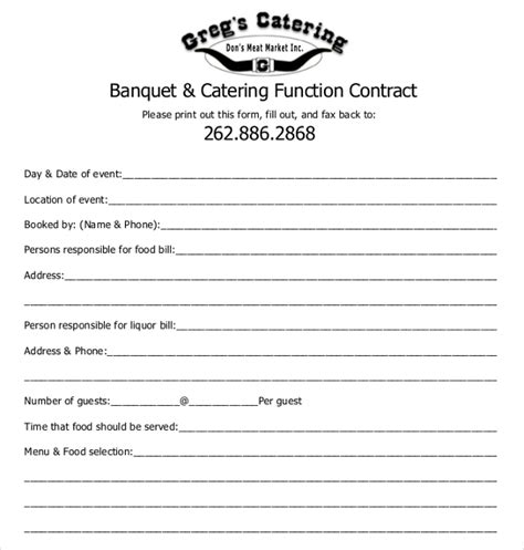 Catering Contract Template Word