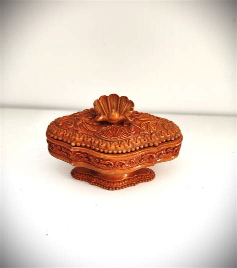 Antique Hand Carved Wooden Jewelry Box French Pedestal Carved Wood Box