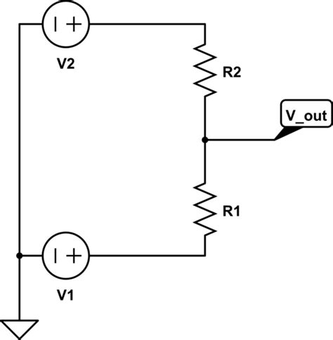 voltage divider like circuit with multiple sources electrical