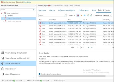 Onboarded Server On Veeamone Appears Greyed Out And Shows Error