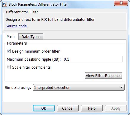Direct Form FIR Fullband Differentiator Filter Simulink MathWorks France