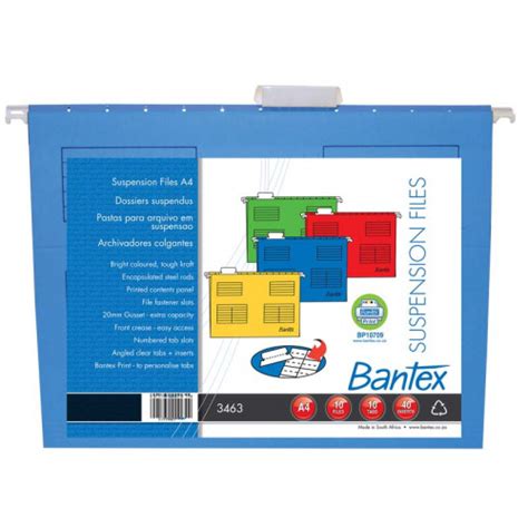 BANTEX Suspension File Tabs Plastic Tabs Bantex B3490 07