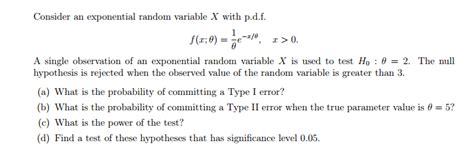need help with a test hypothesis involving an exponential distribution