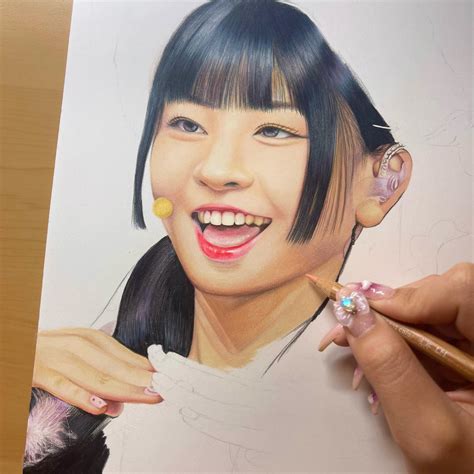 色鉛筆でmeiの村上璃杏ちゃん🐱wip 色鉛筆画