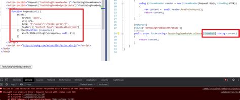 C Aspnet Core 31 Web Api Post Action Parameter Cant Receive Axios Applicationjson