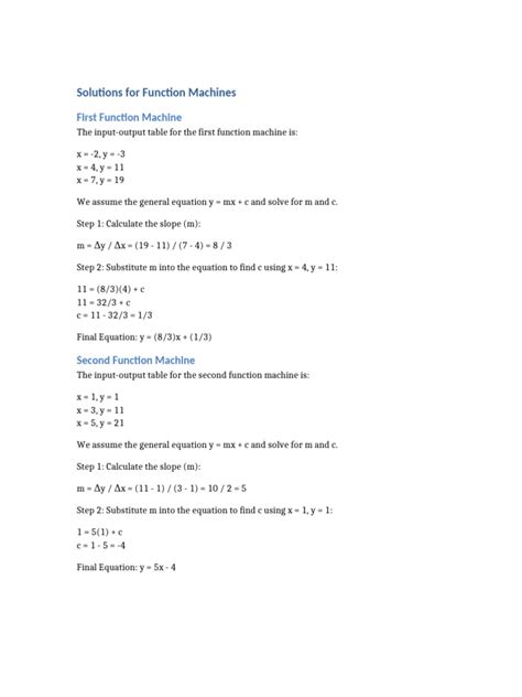 Function Machines Solution Pdf