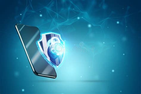 Smartphone Shield And Lock With Fingerprint Hologram Fingerprint Scanner Concept Data
