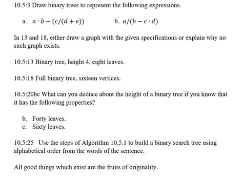 Solved Draw Binary Trees To Represent The Following Chegg