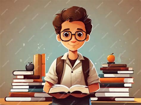 Person With Books In Digital Art Style For Education Day Premium Ai
