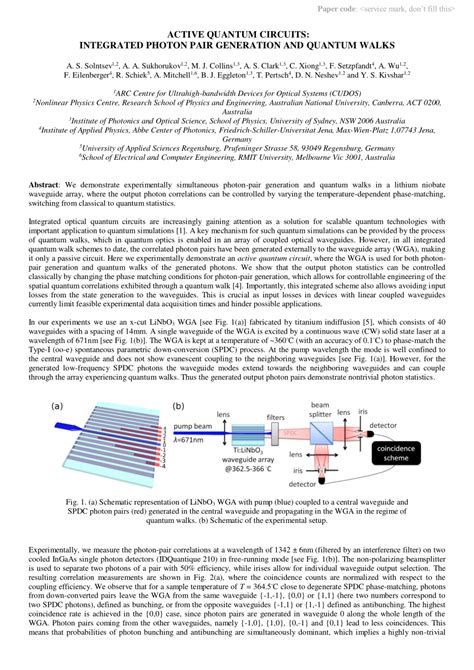 Pdf Active Quantum Circuits Integrated Photon Pair Generation And Quantum Walks