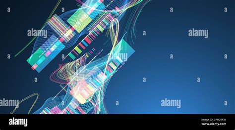 Abstract Data Waveform Background With Dynamic Lines Grids And Color Bars Vector Illustration