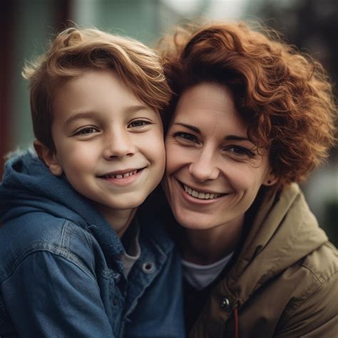 Retrato Familiar De Madre E Hijo Foto Premium