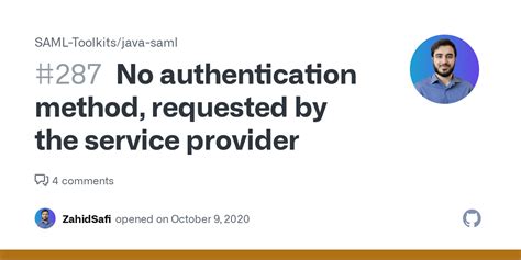 No Authentication Method Requested By The Service Provider · Issue