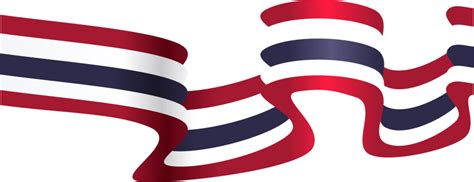 Thai Flag Ribbon Commemoration Of Independence Day Vector Thai Flag