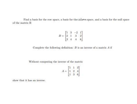Solved Find A Basis For The Row Space A Basis For The