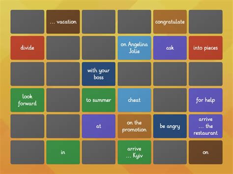Prepositions Inter Inter Match Matching Pairs