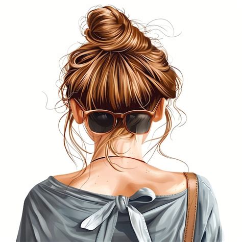 Premium Photo Back View Girl With A Messy Bun With A Bow