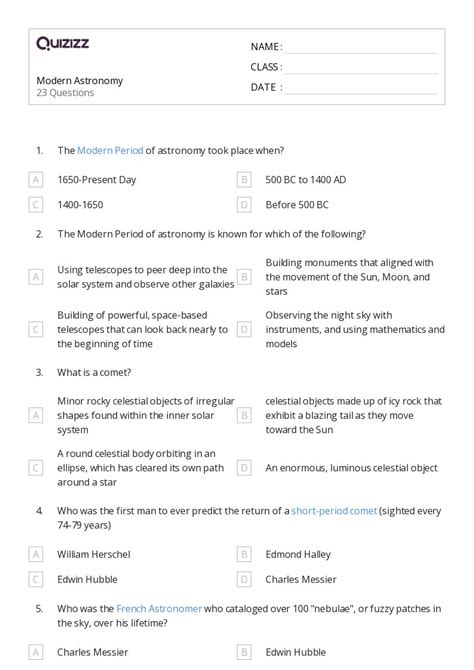 50 Cosmology And Astronomy Worksheets On Quizizz Free And Printable