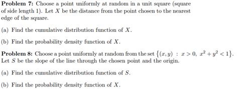 Solved Problem Choose A Point Uniformly At Random In A Chegg