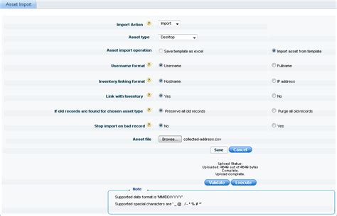 Asset Import Legacy Interface