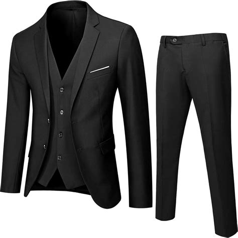 Canbebig Mens Suits 3 Pieces Slim Fit Groomsmen Wedding Suit Notched