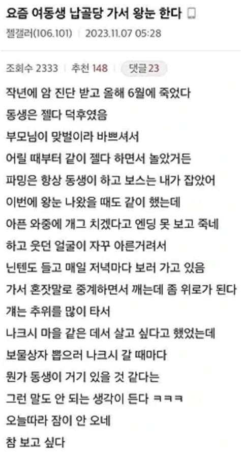 동생 납골당에서 게임하는 오빠 인스티즈instiz 이슈 카테고리