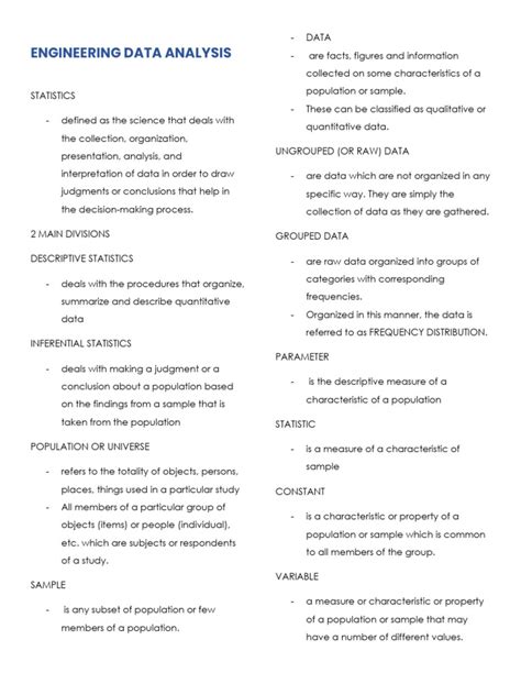 Engineering Data Analysis Pdf Sampling Statistics Statistics