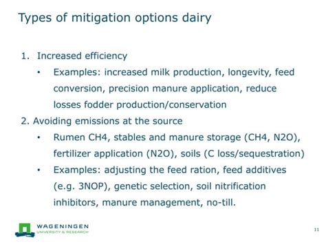 Examples Of Mitigation Strategies In The Dutch Dairy Sector Ppt