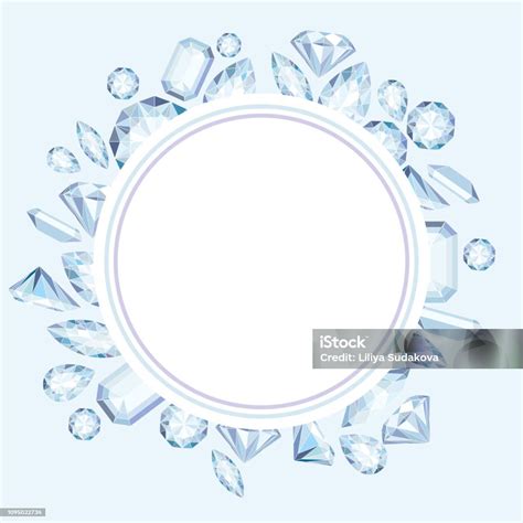 밝은 보석 다이아몬드와 크리스탈 파스텔 컬러 배경을 벡터 원형 라벨 다이아몬드에 대한 스톡 벡터 아트 및 기타 이미지