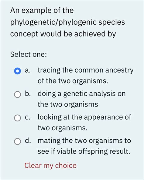 Solved An Example Of The Phylogenetic Phylogenic Species