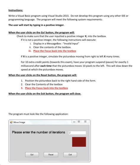 Solved Instructions Write A Visual Basic Program Using Chegg Com