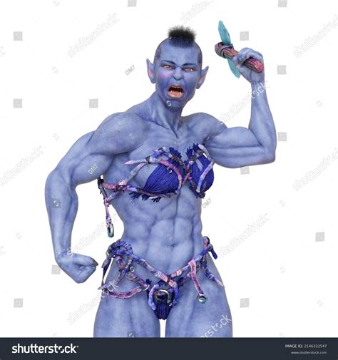 Orc Warrior Lady Doing Powerful Pose Stock Illustration 2146322547