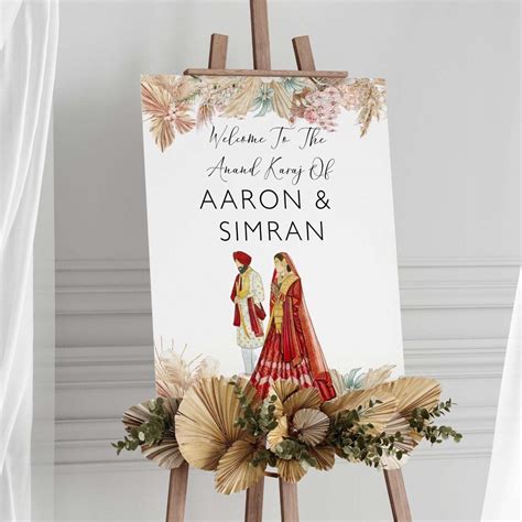 Anand Karaj Sikh Wedding Welcome Sign Anand Karaj Illustration With G