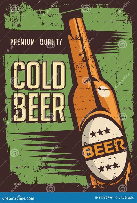 Cold Beer Vintage Retro Signage Vector Stock Vector Illustration Of