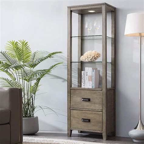 Buy Modern 685 Curio Cabinet Wood Display Cabinet With 3 Tier Glass