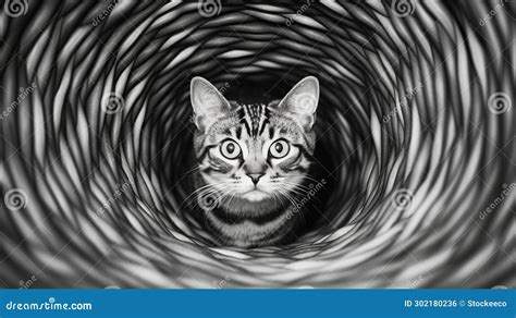 Photorealistic Close Up Portrait Of Cute Cat In Swirl Pattern Backdrop