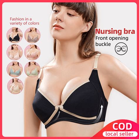 Front Buckle Nursing Bra Cotton Breastfeeding Bra Push Up Pregnant