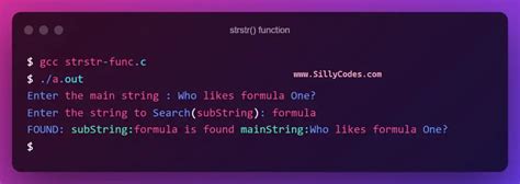 strstr in c language string library function sillycodes