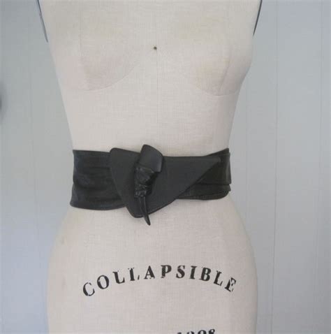 Vintage S Wide Black Leather Cinch Belt Soft Le Gem
