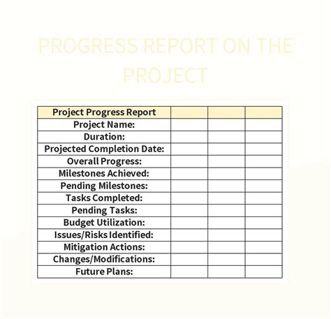Free Project Work Report Templates For Google Sheets And Microsoft Excel Slidesdocs