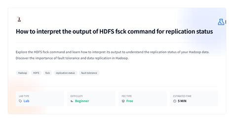 How To Interpret The Output Of Hdfs Fsck Command For Replication Status Labex