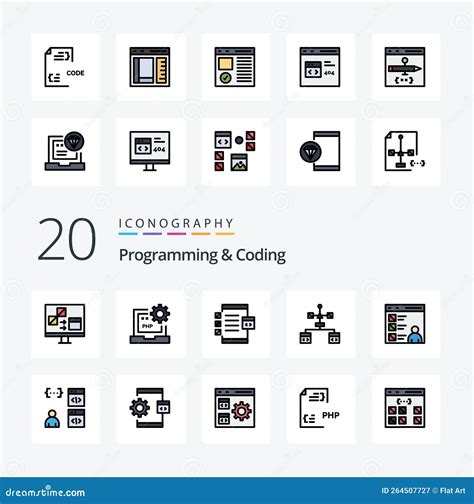 20 Programming And Coding Line Filled Color Icon Pack Like Develop Code