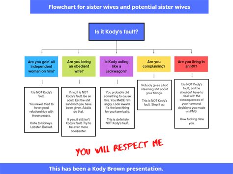 A Simple Flowchart To Determine Whether Or Not Something Is Kodys Fault Rtlcsisterwives