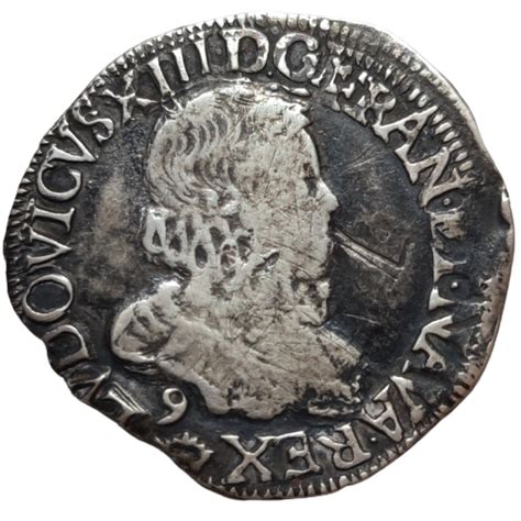 Louis XIII demi franc tête nue au col fraisé 1615 Rennes Anjou Numismatique