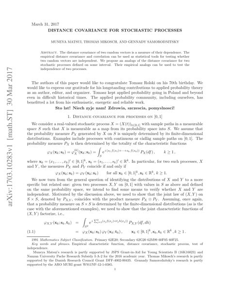 PDF Distance Covariance For Stochastic Processes