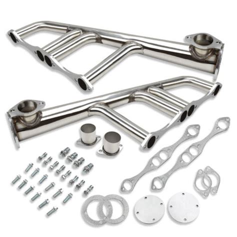 Polished Stainless Steel Lake Style Exhaust Headers For Sbc 265 400 V8