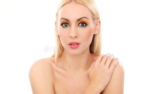 Blonde Woman Showing Her Cute Colored Look Stock Image Image Of Hair