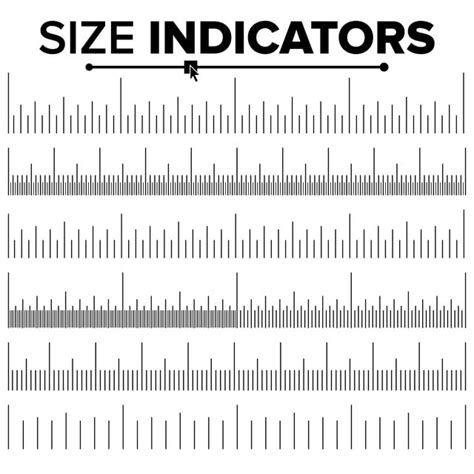 Size Indicator Set Vector Different Types Unit Distances Measuring Tool